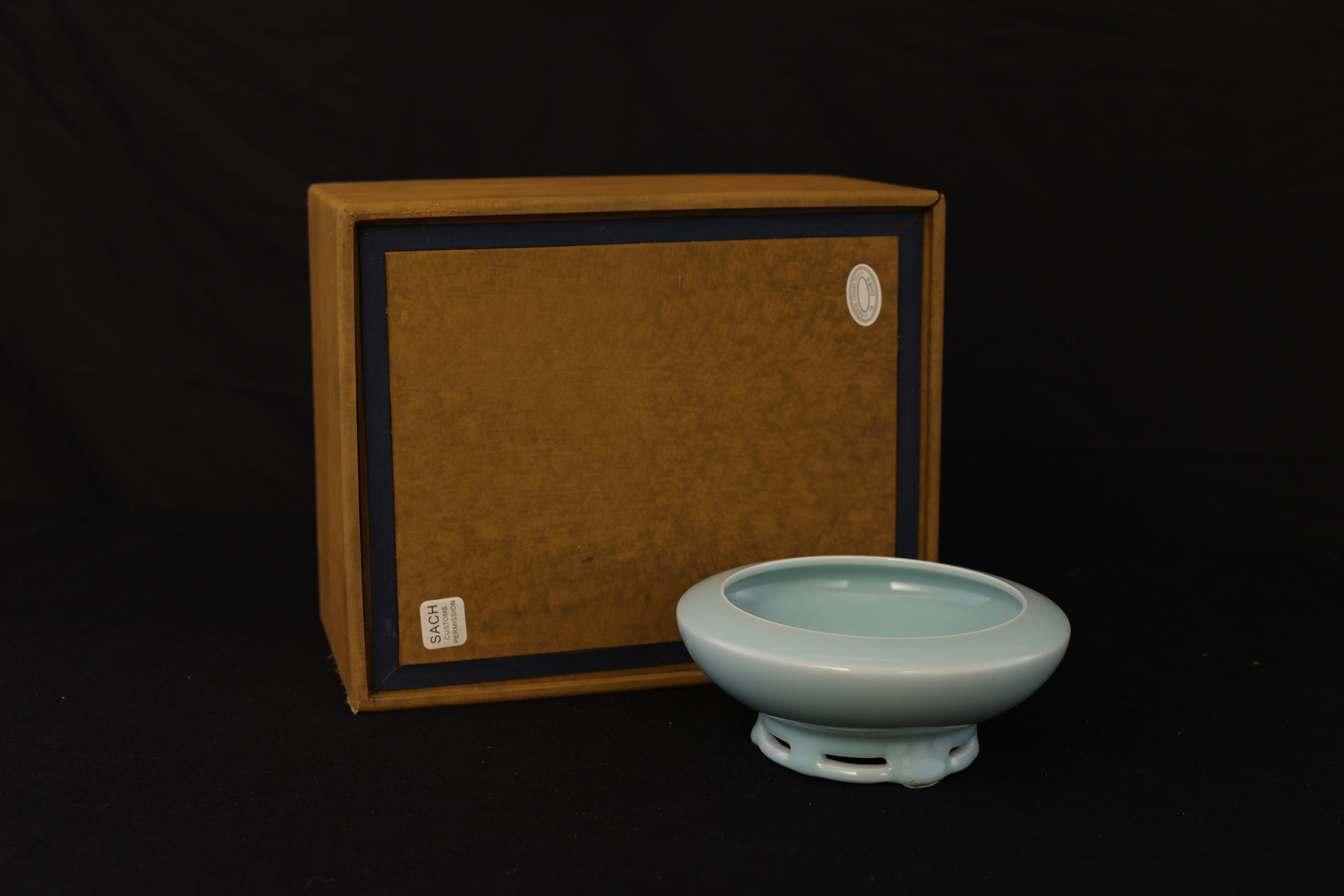 Sky-Blue Glazed Carved Lotus-Petal Tripod Washer Qing Dynasty, Qianlong ...